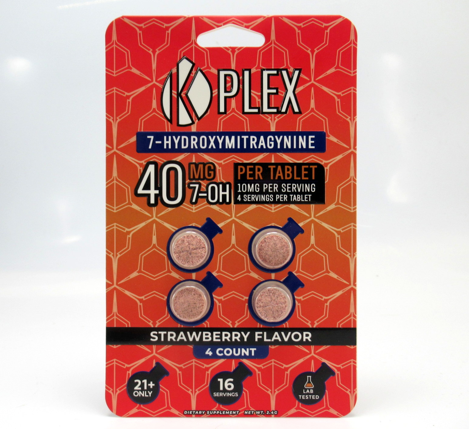 7-Hydroxy : K Plex Premium 7-Hydroxymitragynine Extract Tablets (40mg)(Strawberry Flavor)(4 ...